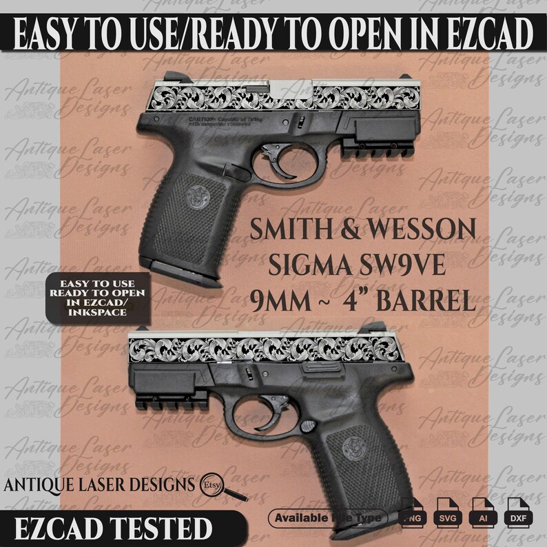 Smith & Wesson Sigma SW9VE 9mm Laser Engraving Scroll Design SVG ...