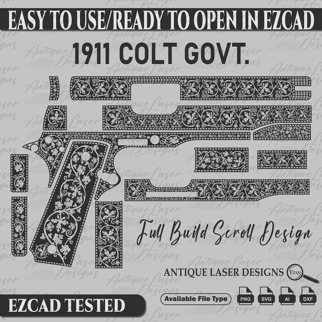 Colt 1911 Government Model Engraving Scroll Design Svg, Slide Pattern ...