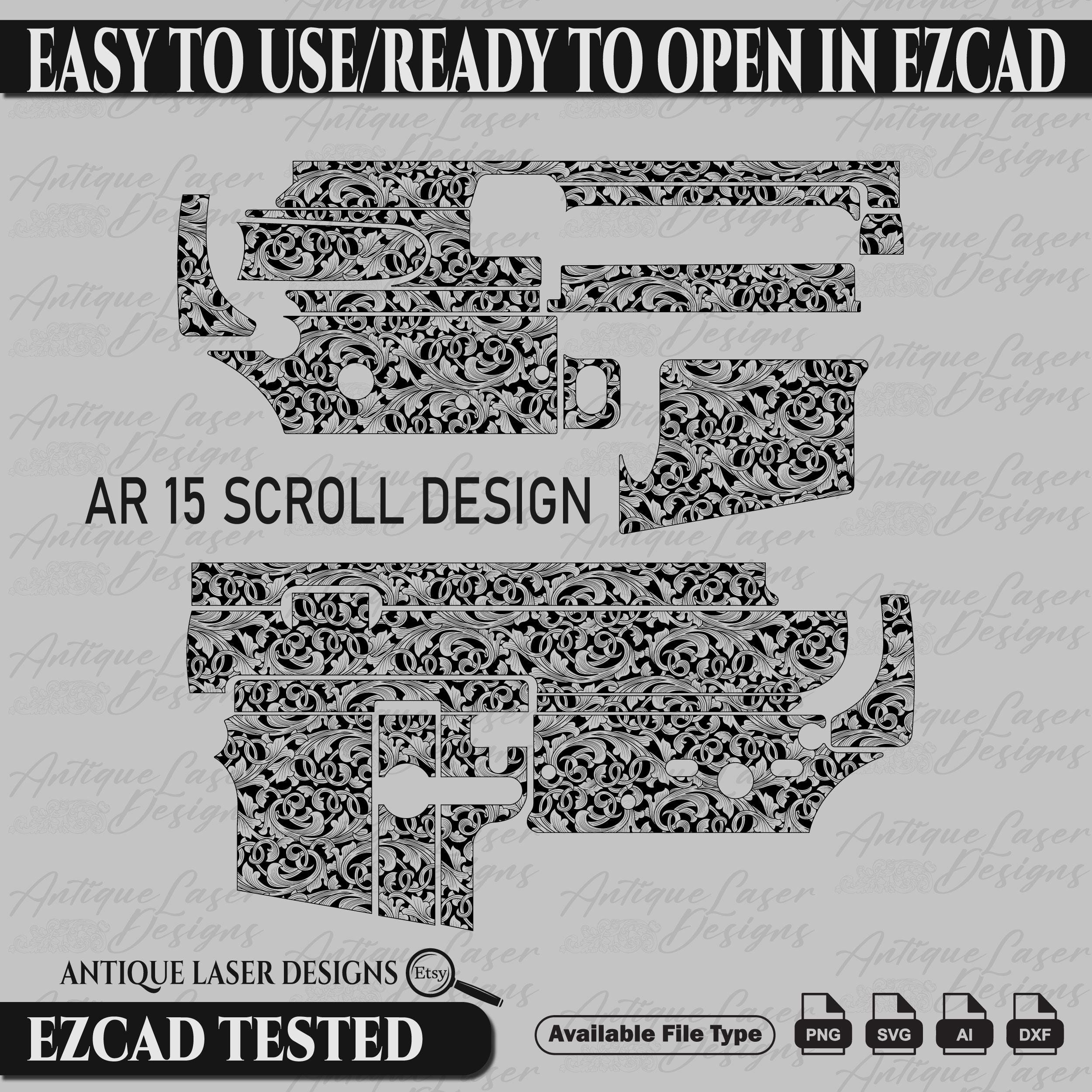 AR 15 Laser Engraving Scroll Design SVG, Ar15, Vector Design, Scroll ...