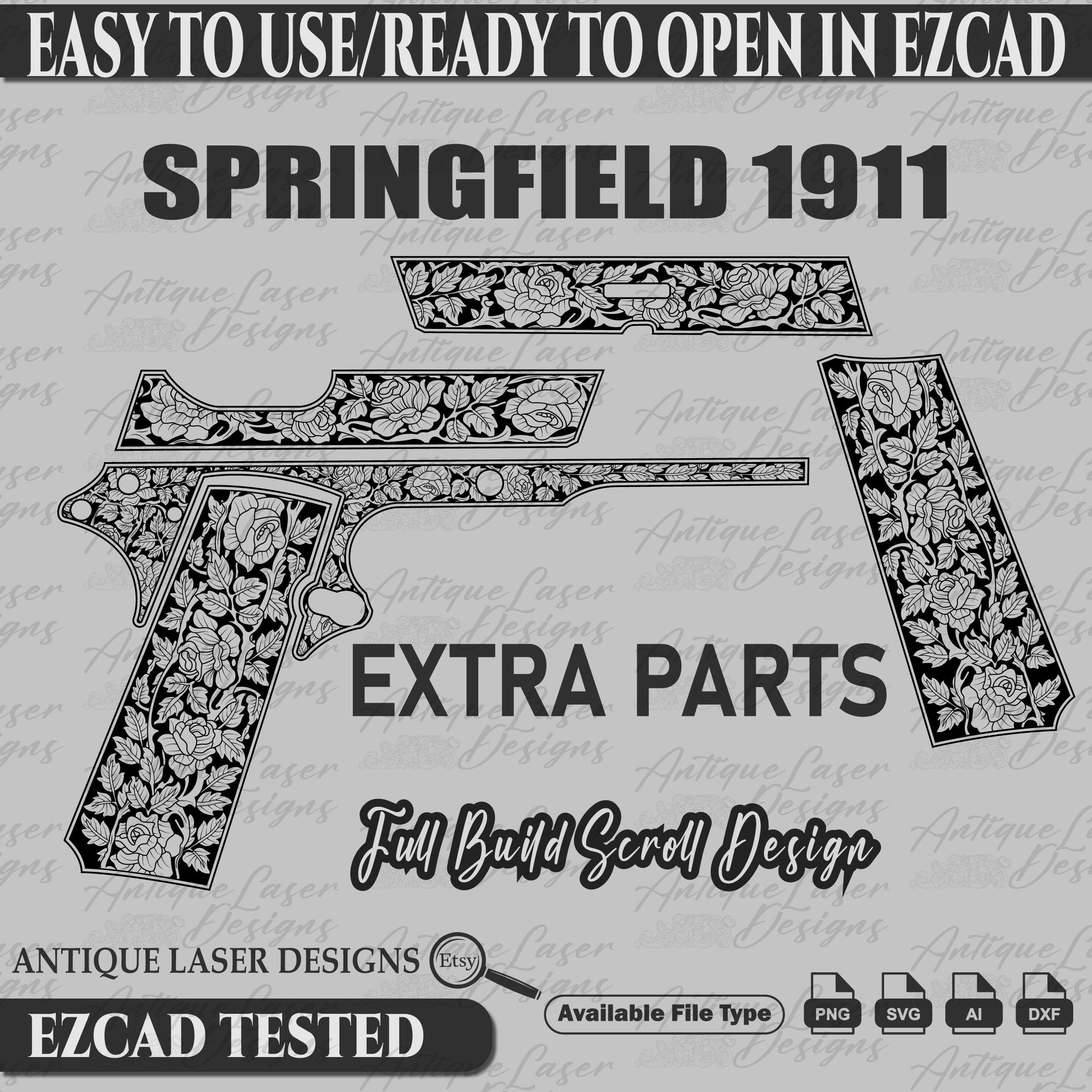 Springfield 1911 Rose Scroll Design SVG, Springfield 1911 Laser Files ...