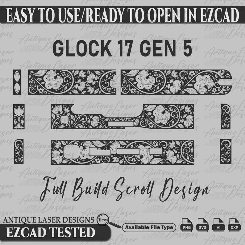 Glock 17 Gen 5 Engraving Scroll Design Svg, Glock Custom Slide Pattern ...