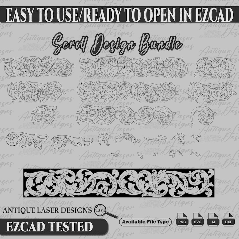 Scroll Design Bundle SVG for Laser Engraving and Printing, Laser Work ...