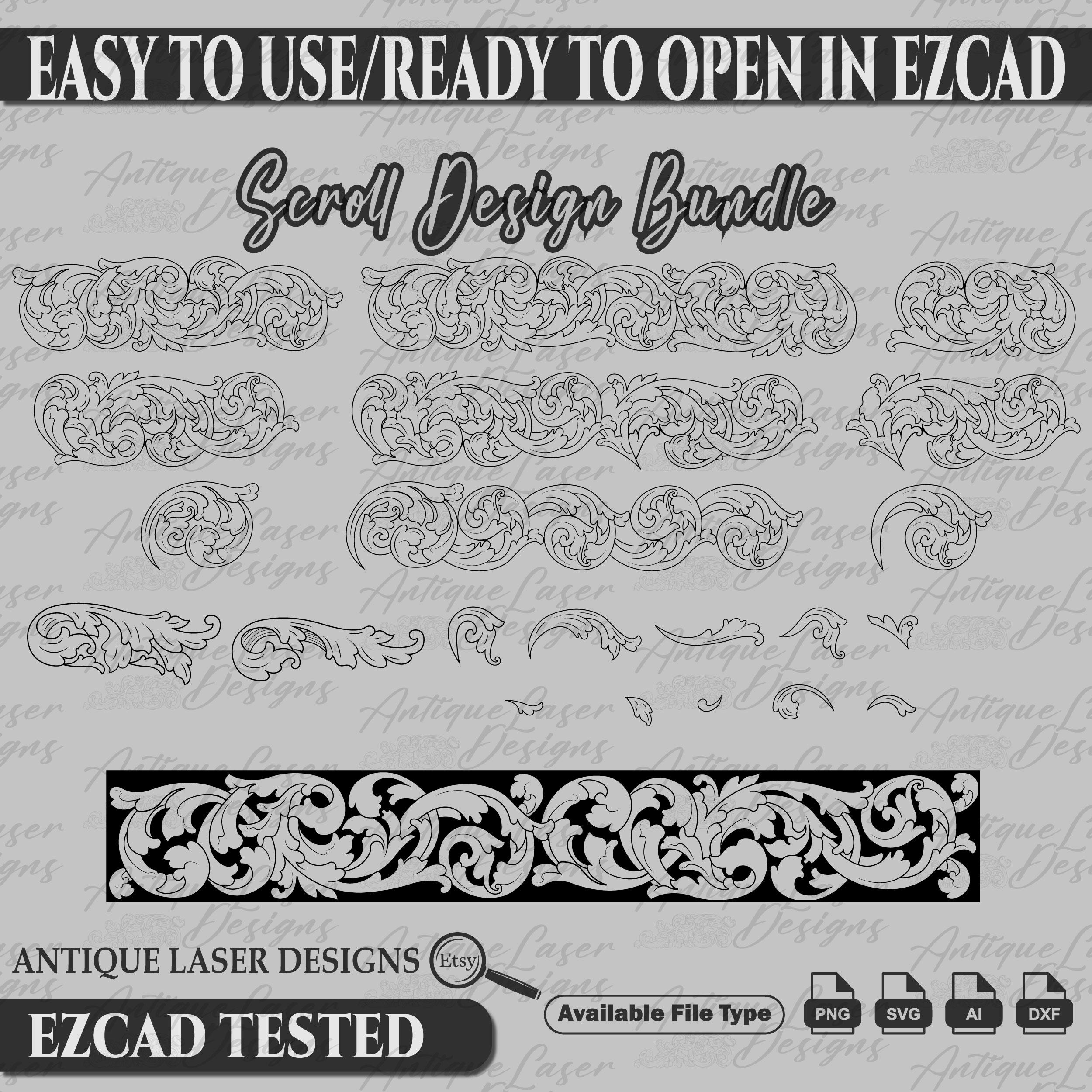 Scroll Design Bundle SVG for Laser Engraving and Printing, Laser Work ...