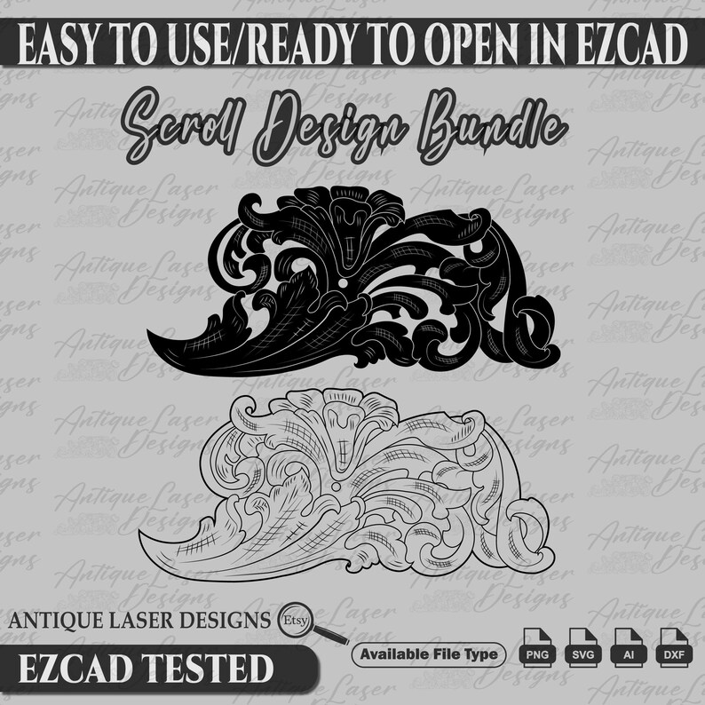 Scroll Design Bundle SVG for Laser Engraving and Printing, Laser Work ...