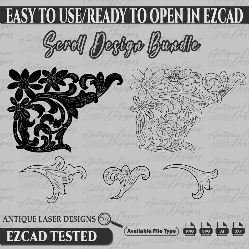 Scroll Design Bundle SVG for Laser Engraving and Printing, Laser Work ...