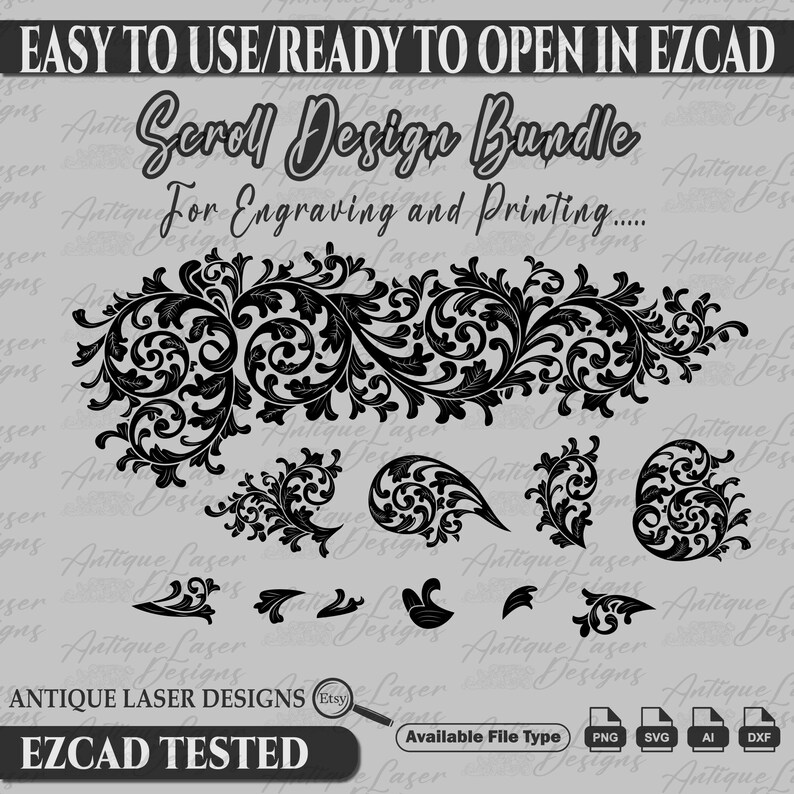 Scroll Design Bundle SVG for Laser Engraving and Printing, Laser Work ...