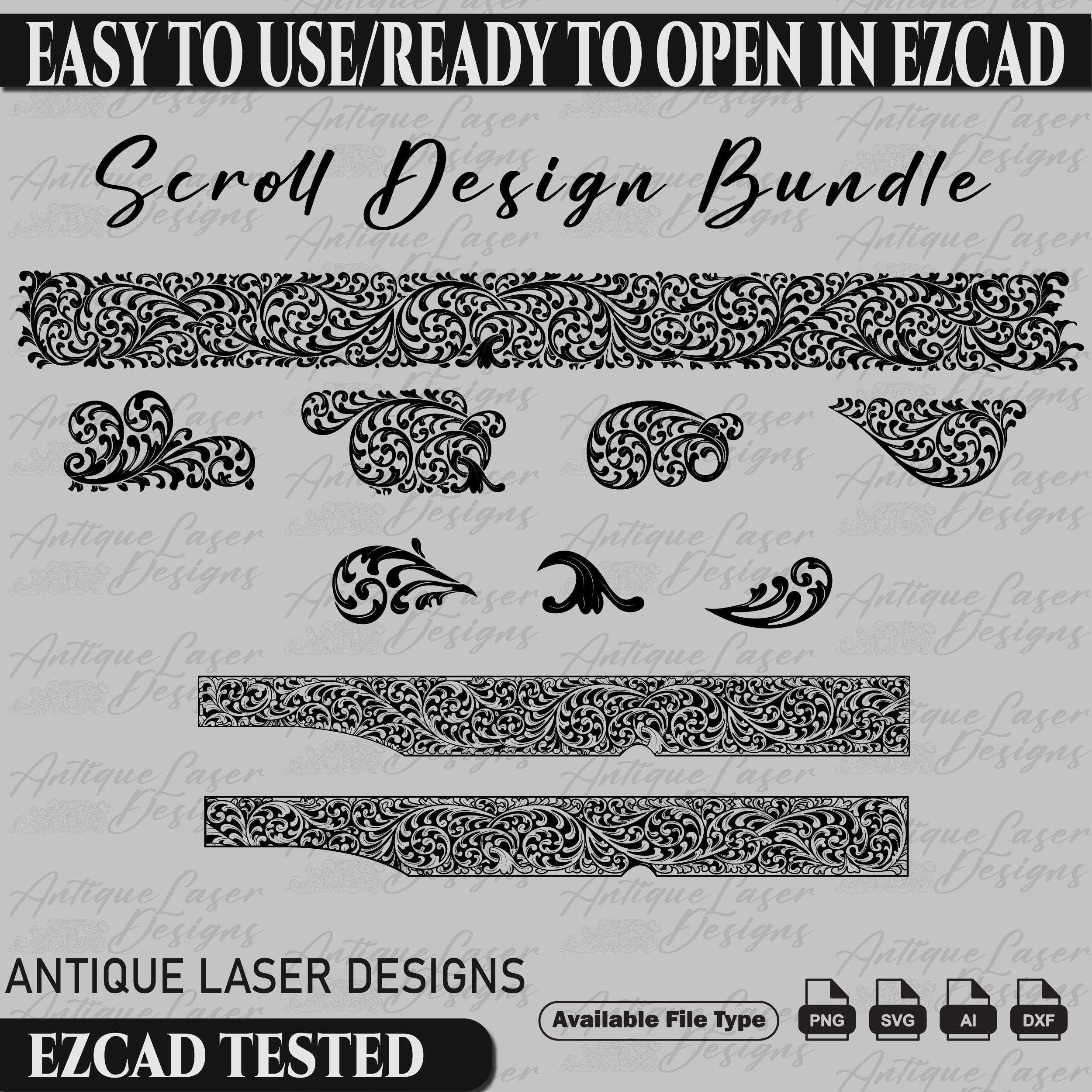 Scroll Design Bundle SVG for Laser Engraving and Printing, Floral Scroll, SVG Scroll, Scroll SVG ...