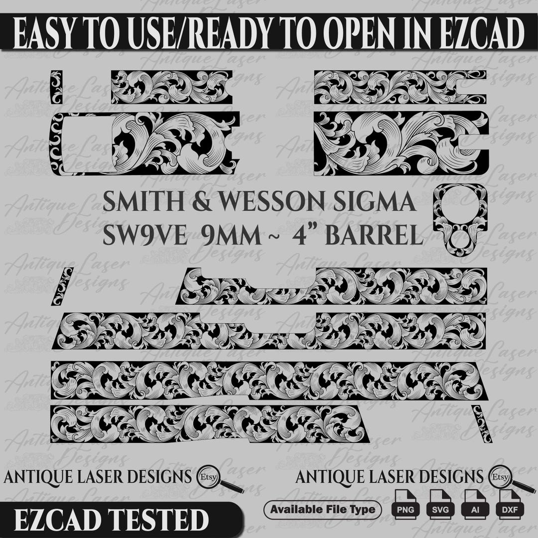 Smith & Wesson Sigma SW9VE 9mm Laser Engraving Scroll Design SVG ...