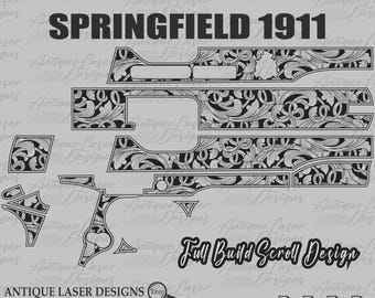 Springfield 1911 Rose Scroll Design SVG, Springfield 1911 Laser Files ...
