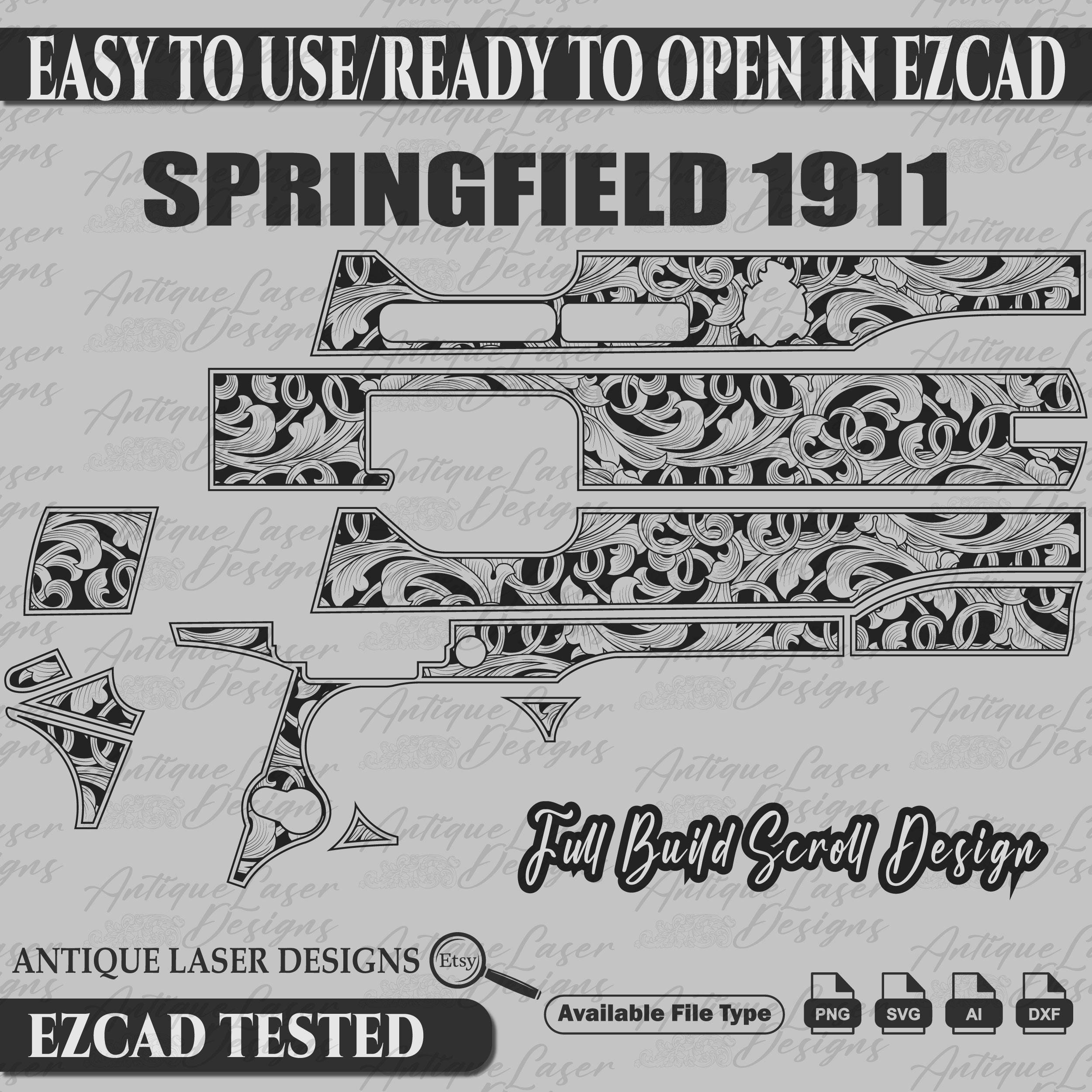Springfield 1911 Scroll Design SVG, Springfield 1911 Laser Files ...