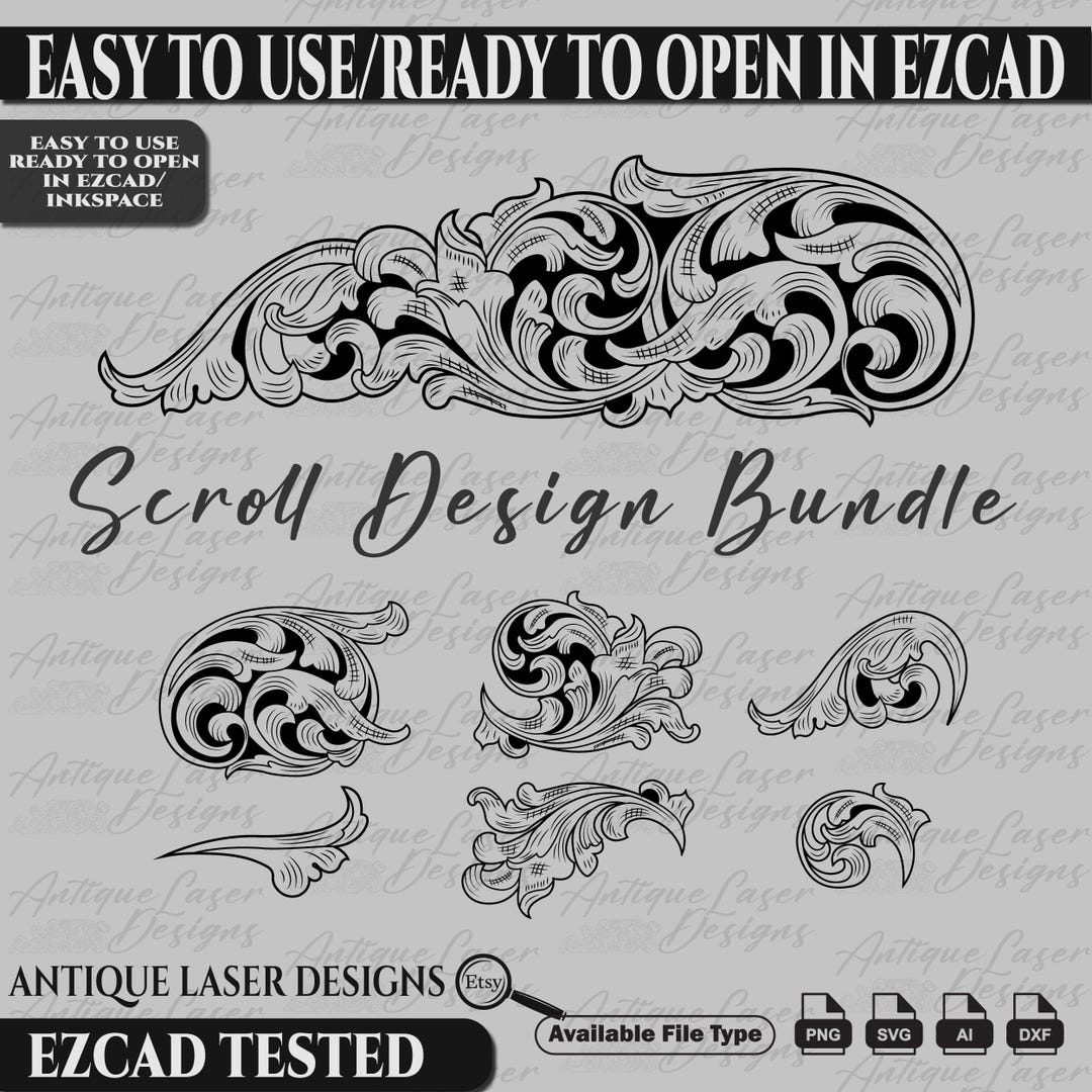 Paquete de diseño de pergamino SVG para grabado e impresión láser ...