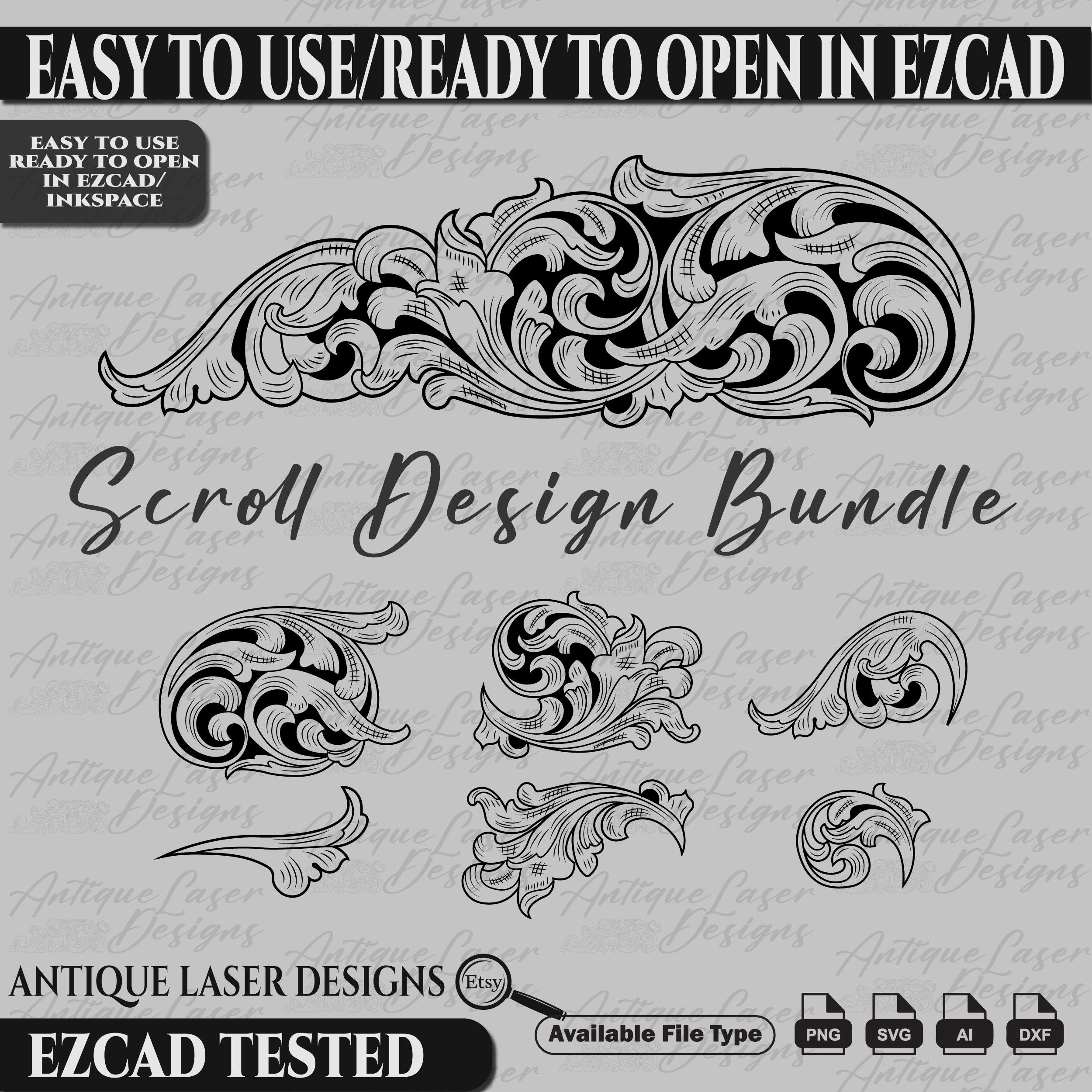 Scroll Design Bundle SVG for Laser Engraving and Printing, Laser Work ...