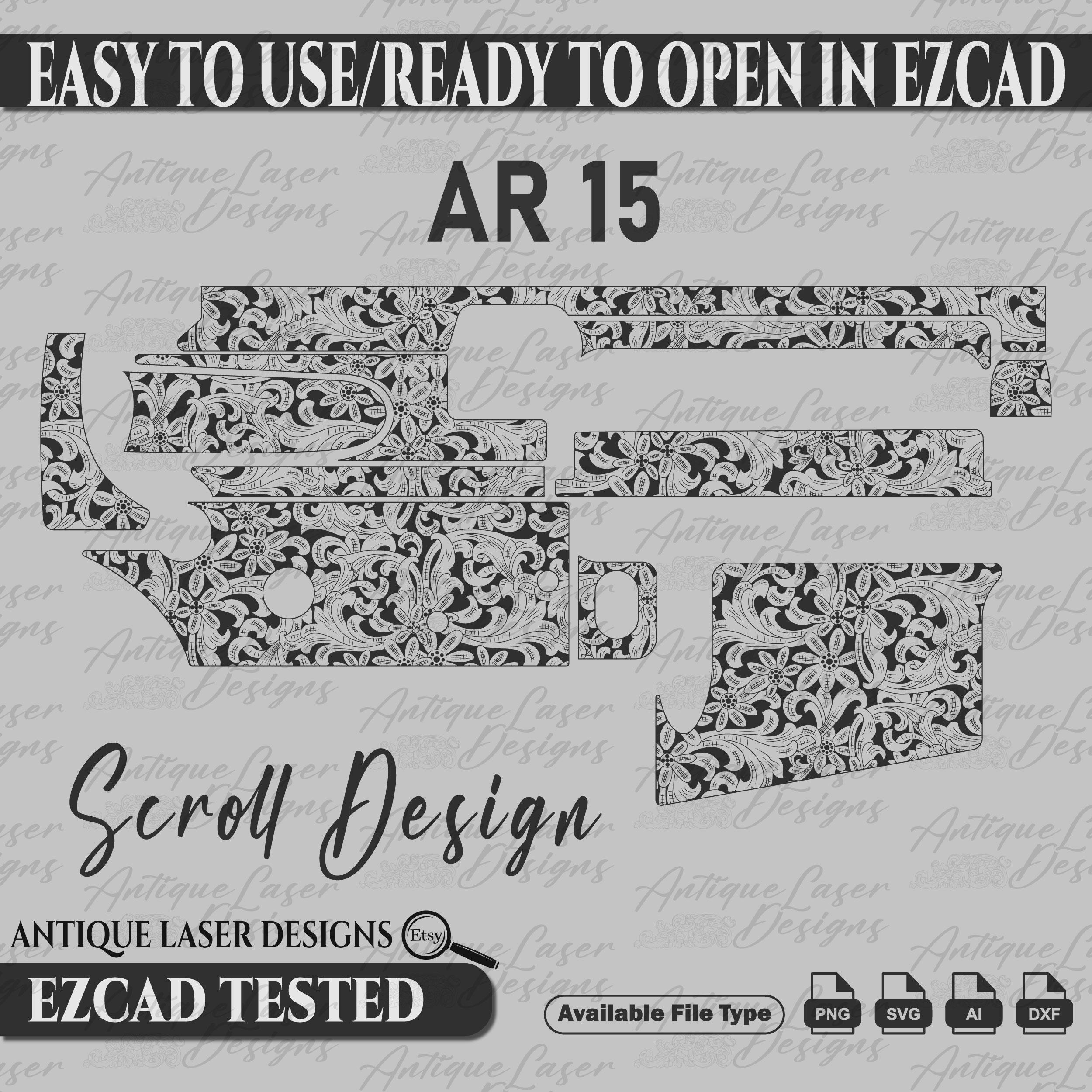 AR 15 Laser Engraving Scroll Design SVG, Ar15, Vector Design, Scroll ...