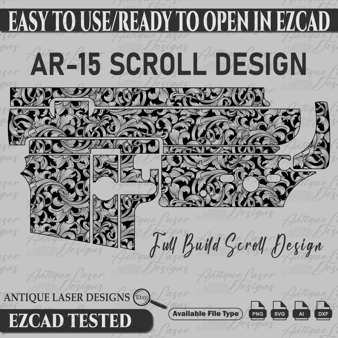AR 15 Laser Engraving Scroll Design SVG, Ar15, Vector Design, Scroll ...