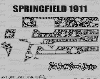 Springfield 1911 Scroll Design SVG, Springfield 1911 Laser Files ...