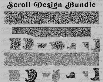 Custom Scroll Design SVG for Laser Engraving and Printing, Floral Scroll, SVG Scroll, Scroll SVG ...