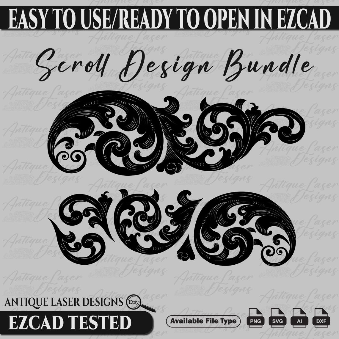 Scroll Design Bundle SVG for Laser Engraving and Printing, Laser Work ...