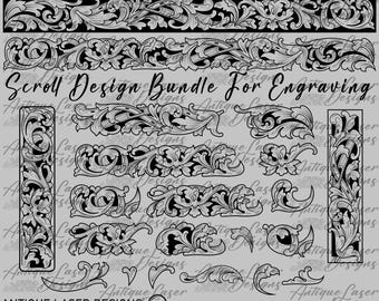 Scroll Design Bundle SVG for Laser Engraving and Printing, SVG Scroll, Scroll SVG, Vector Design ...