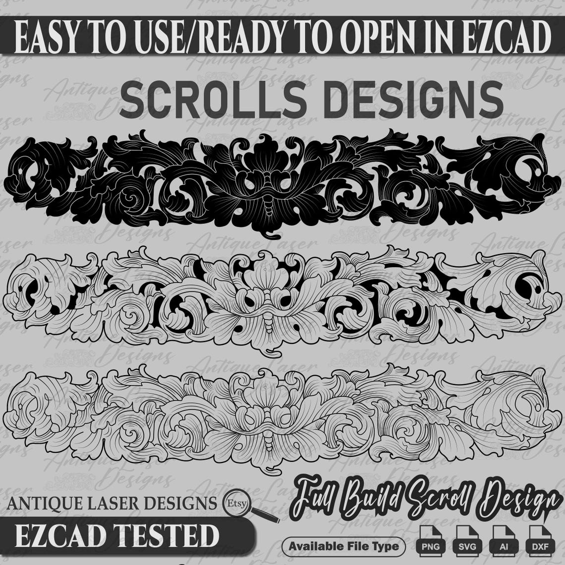 Scroll Design Bundle SVG for Laser Engraving and Printing, SVG Scroll ...