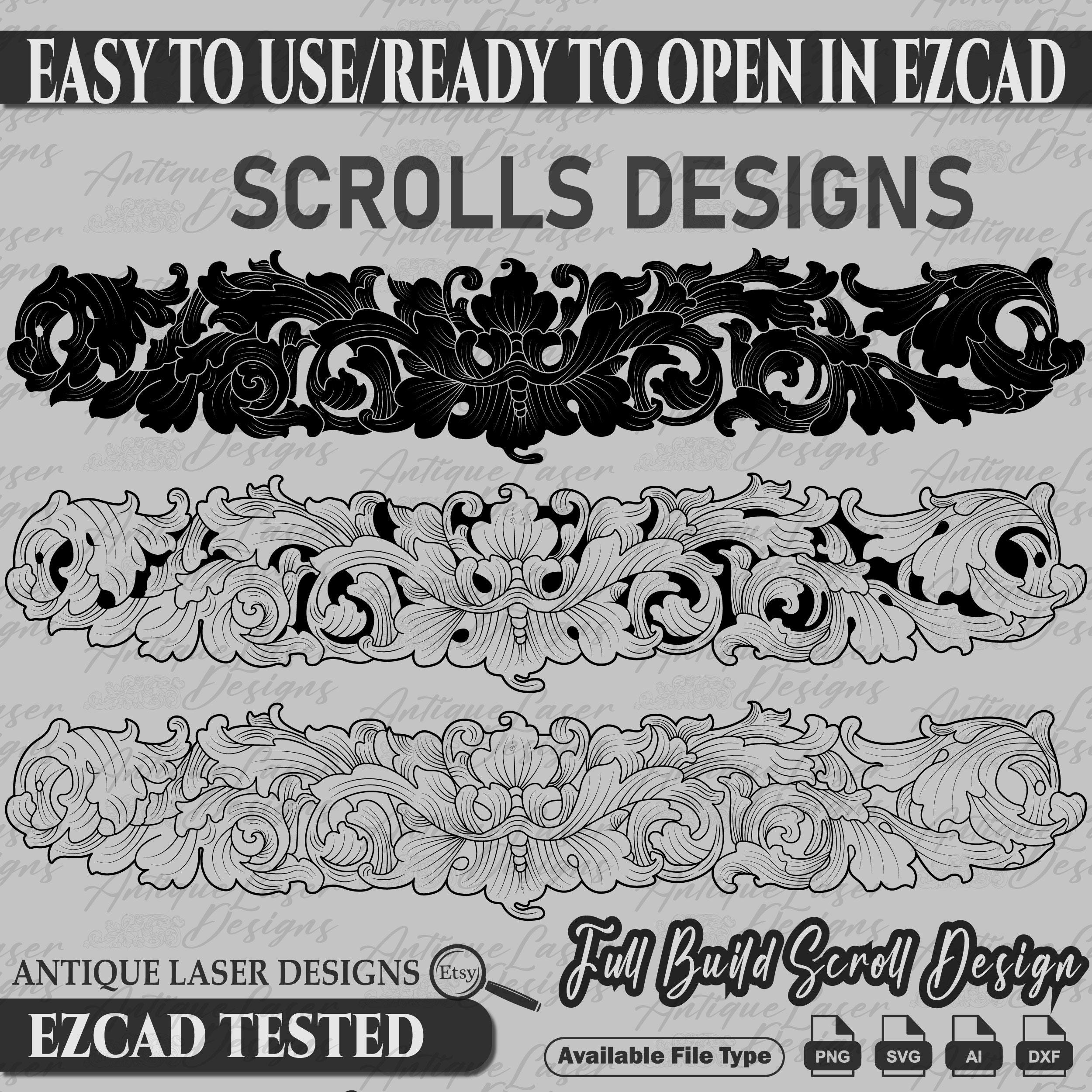 Scroll Design Bundle SVG for Laser Engraving and Printing, SVG Scroll ...