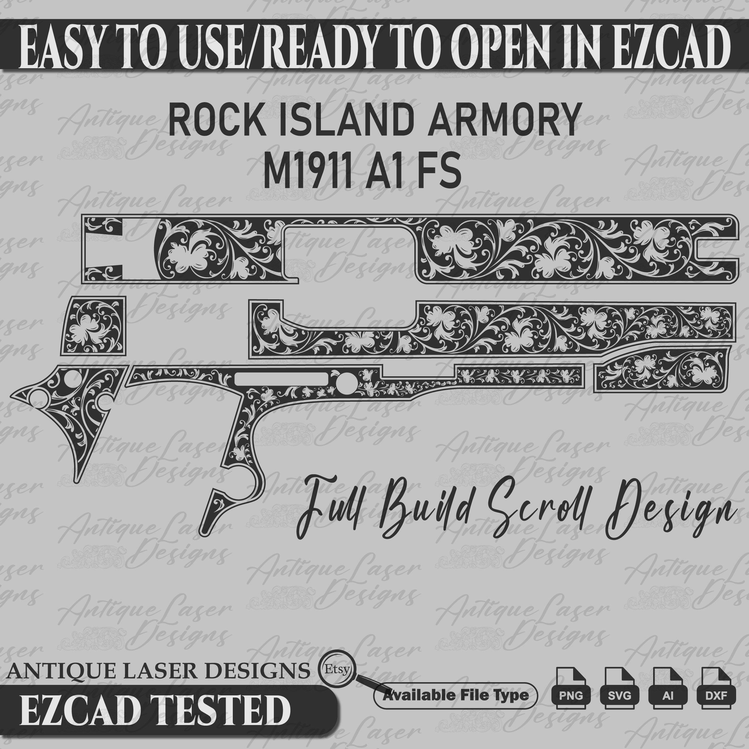 Rock Island Armory M1911 A1 FS Engraving Scroll Design SVG, RIA M1911 ...