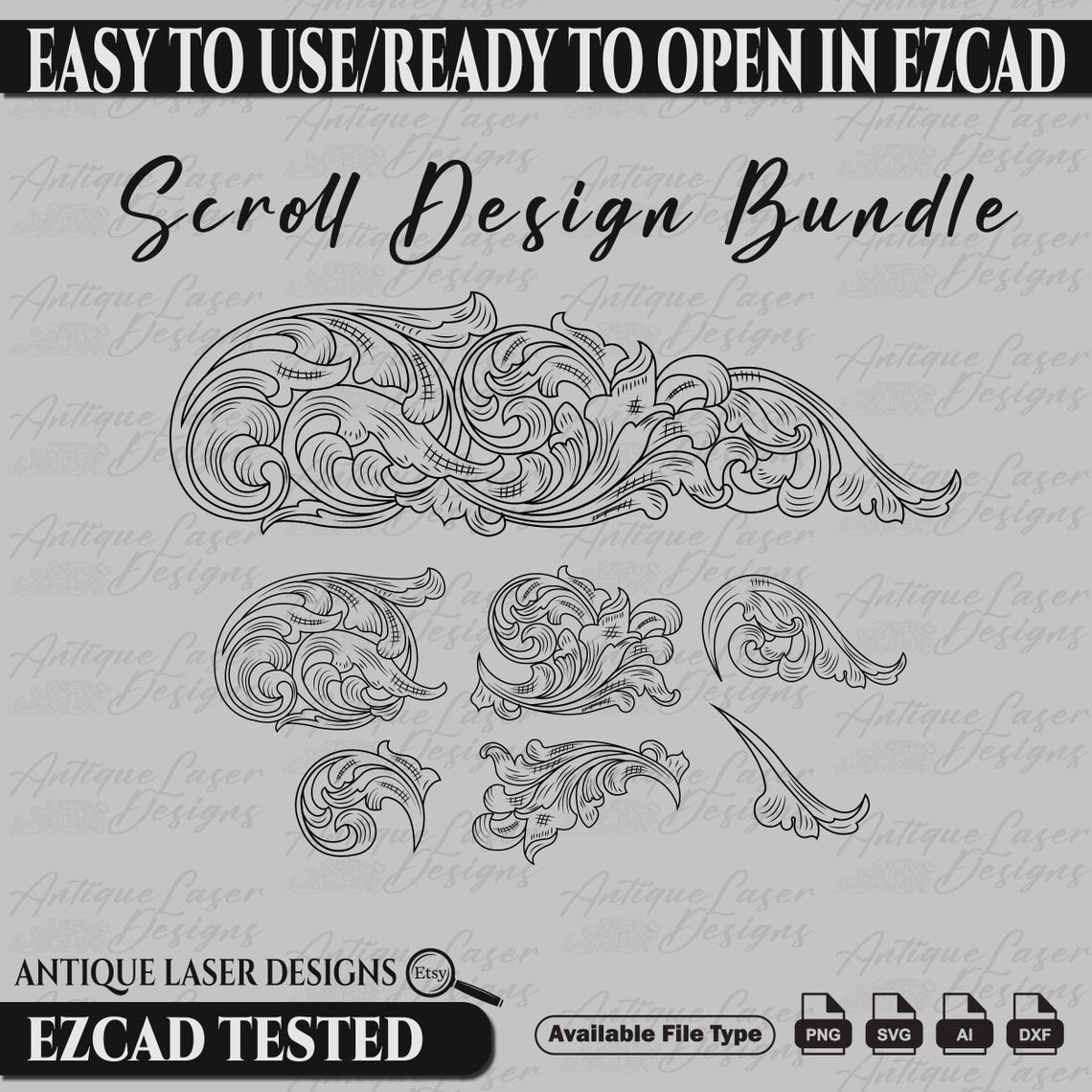 Scroll Design Bundle SVG for Laser Engraving and Printing, Laser Work ...