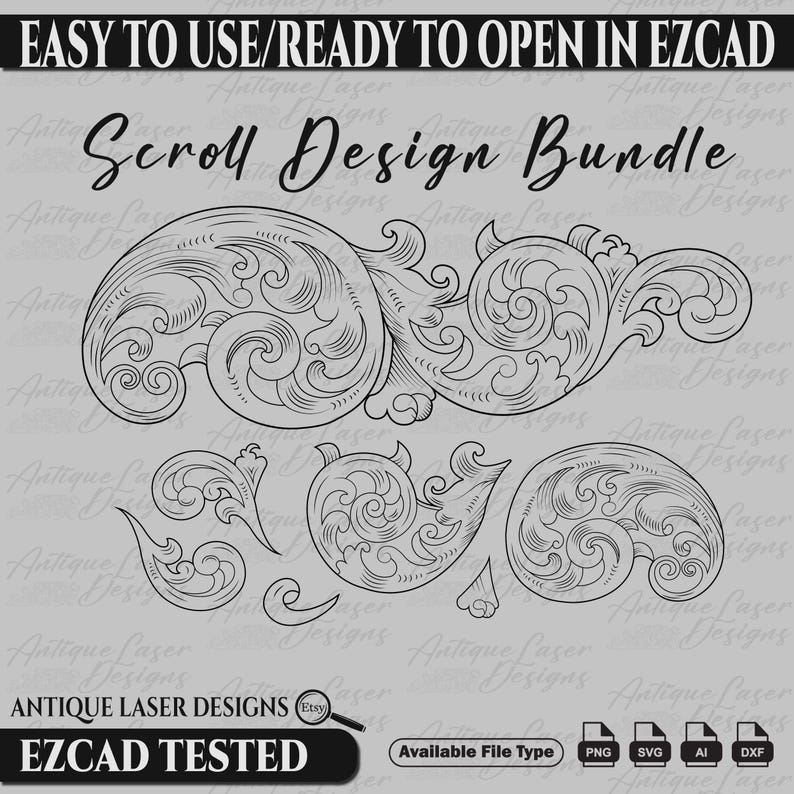 Scroll Design Bundle SVG for Laser Engraving and Printing, Laser Work ...