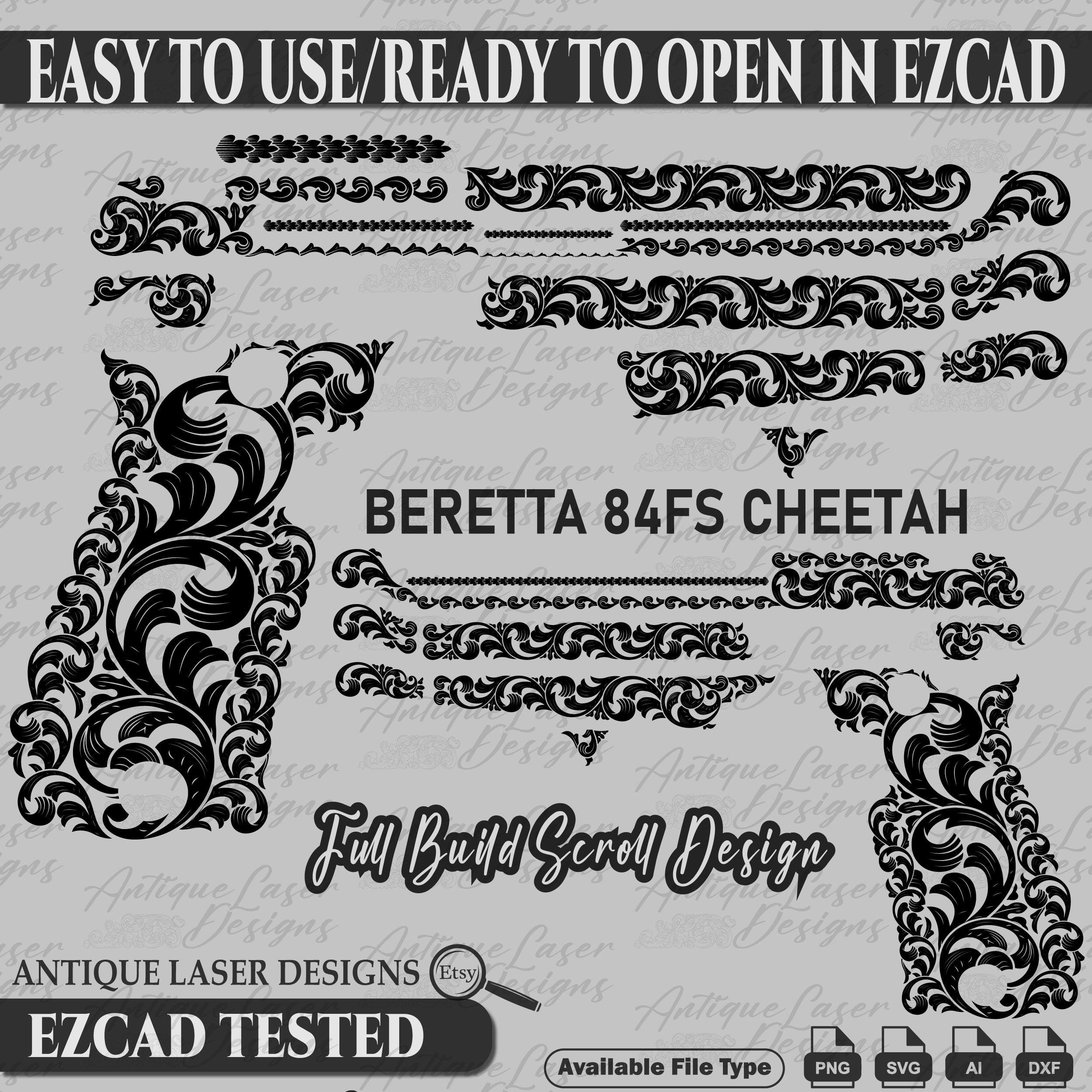 Beretta 84 FS Cheetah Scroll Design Svg, Beretta 84 FS Cheetah Fiber ...