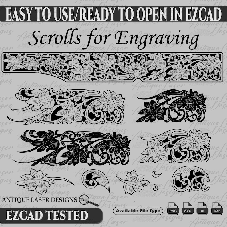 Scroll Design Bundle SVG for Laser Engraving and Printing, Floral Scroll, SVG Scroll, Scroll SVG ...