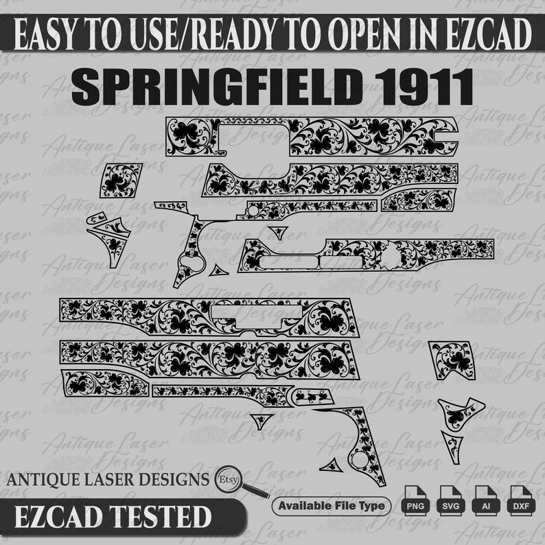 Springfield 1911 Scroll Design SVG, Springfield 1911 Laser Files ...