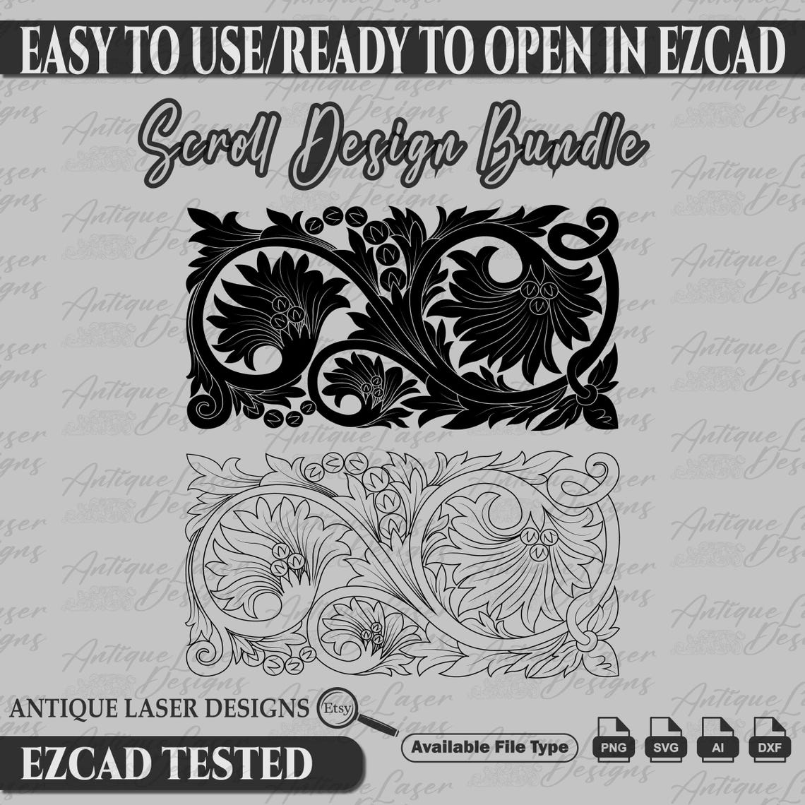 Scroll Design Bundle SVG for Laser Engraving and Printing, Laser Work ...