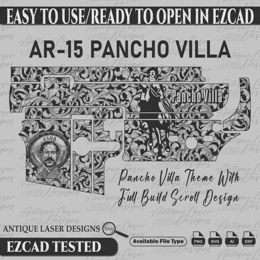 AR 15 Pancho Villa With Scroll Design SVG, Pancho Villa Svg, Vector Art ...