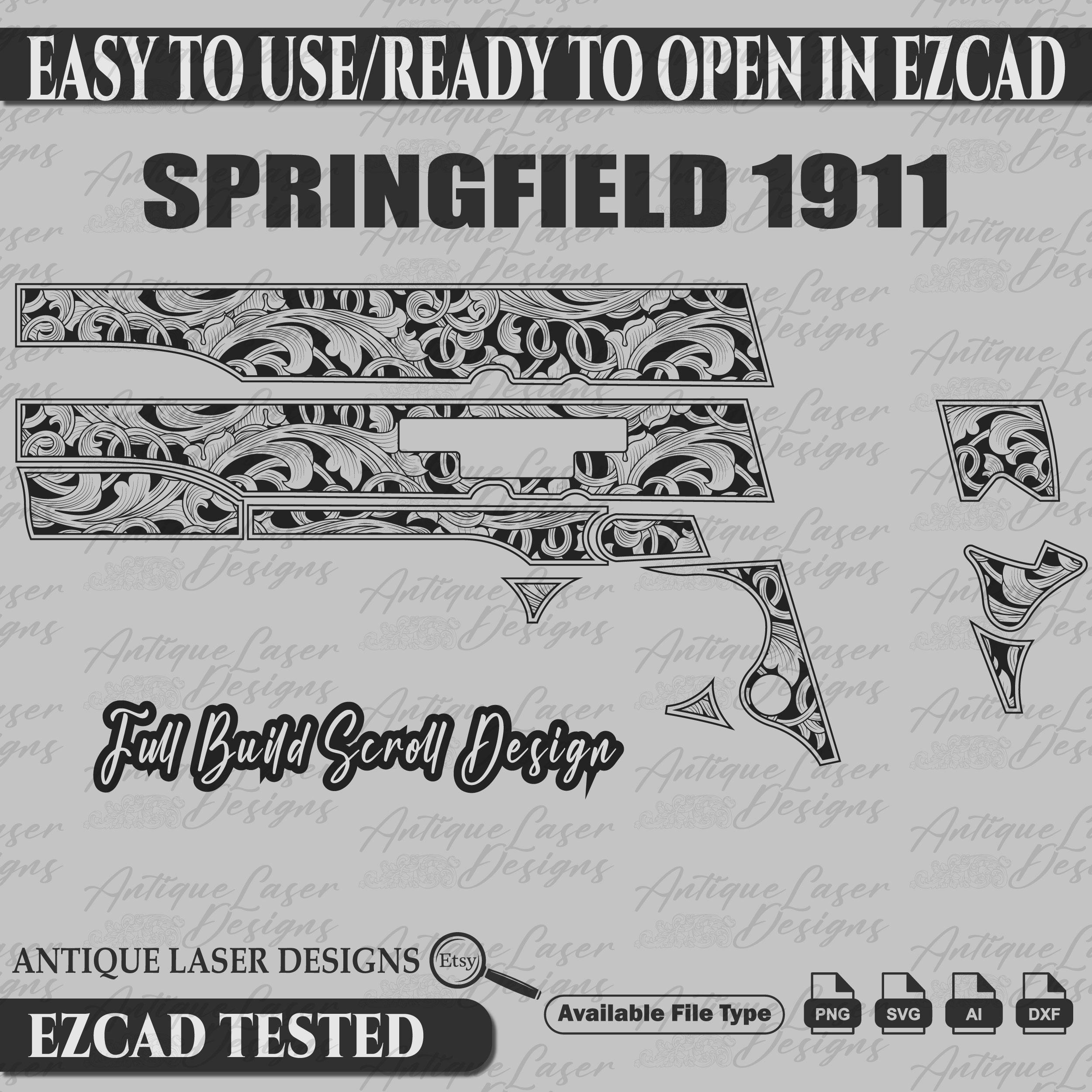 Springfield 1911 Scroll Design SVG, Springfield 1911 Laser Files ...