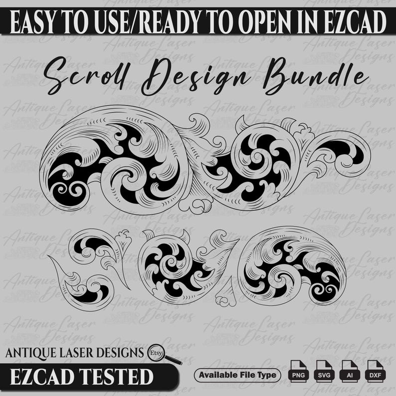 Scroll Design Bundle SVG for Laser Engraving and Printing, Laser Work, Laserart, Vector Design ...