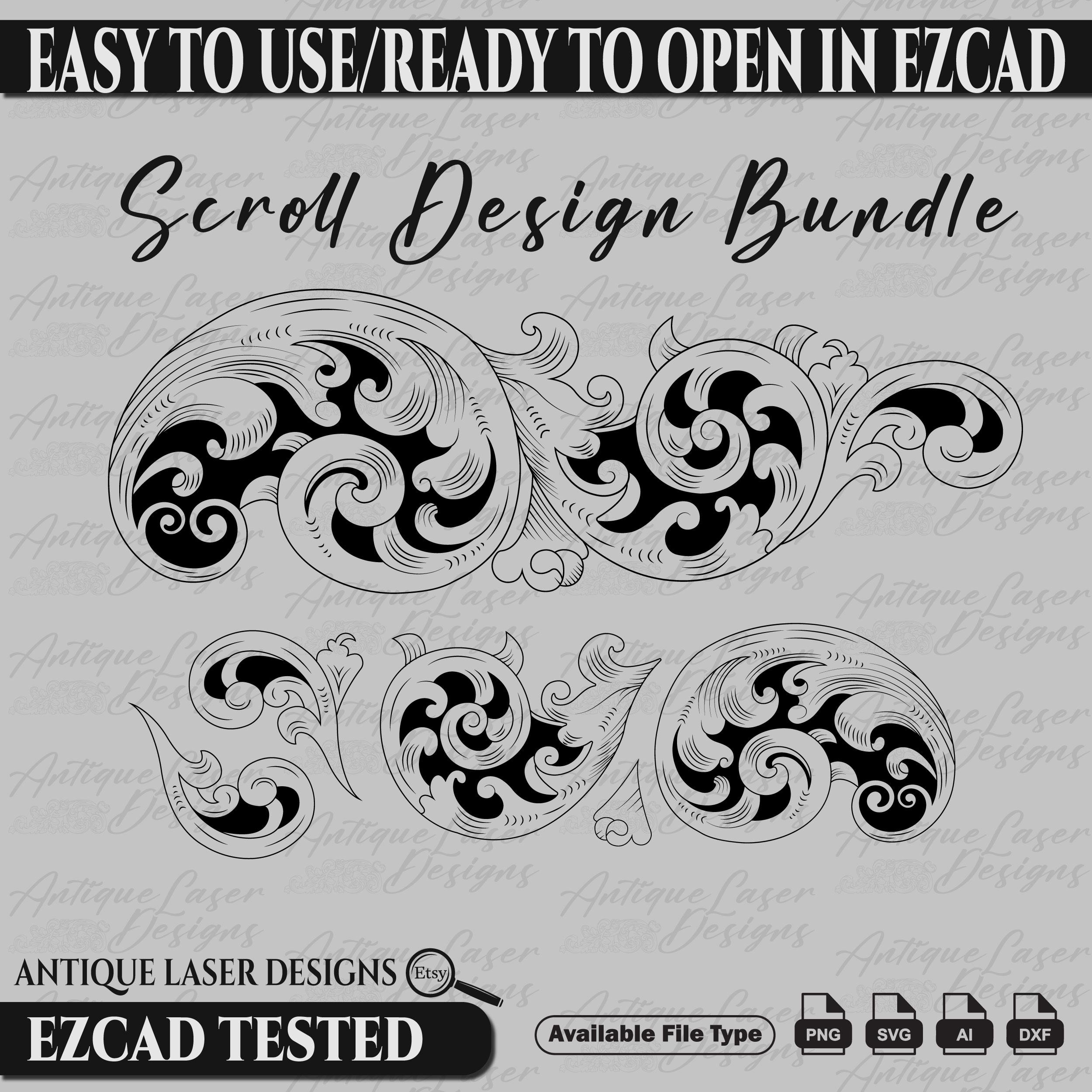 Scroll Design Bundle SVG for Laser Engraving and Printing, Laser Work ...