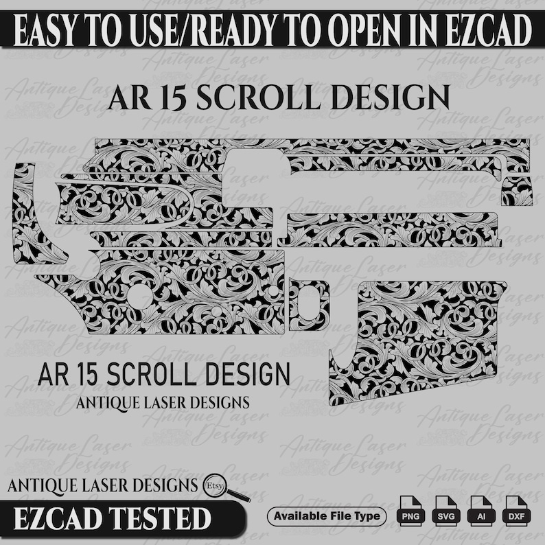 AR 15 Laser Engraving Scroll Design SVG, Ar15, Vector Design, Scroll ...