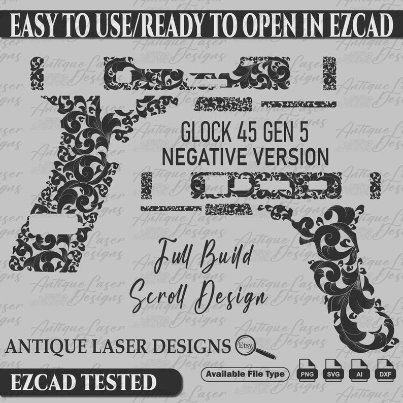Glock 45 Gen 5 Engraving Scroll Design SVG, Glock Custom Slide Design ...
