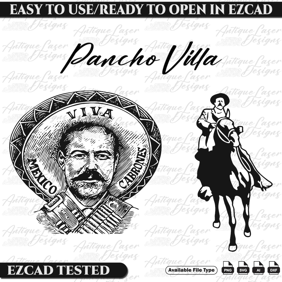 Pancho Villa Svg Vector Art Svg,lasercreation,laserart,laserworkz ...