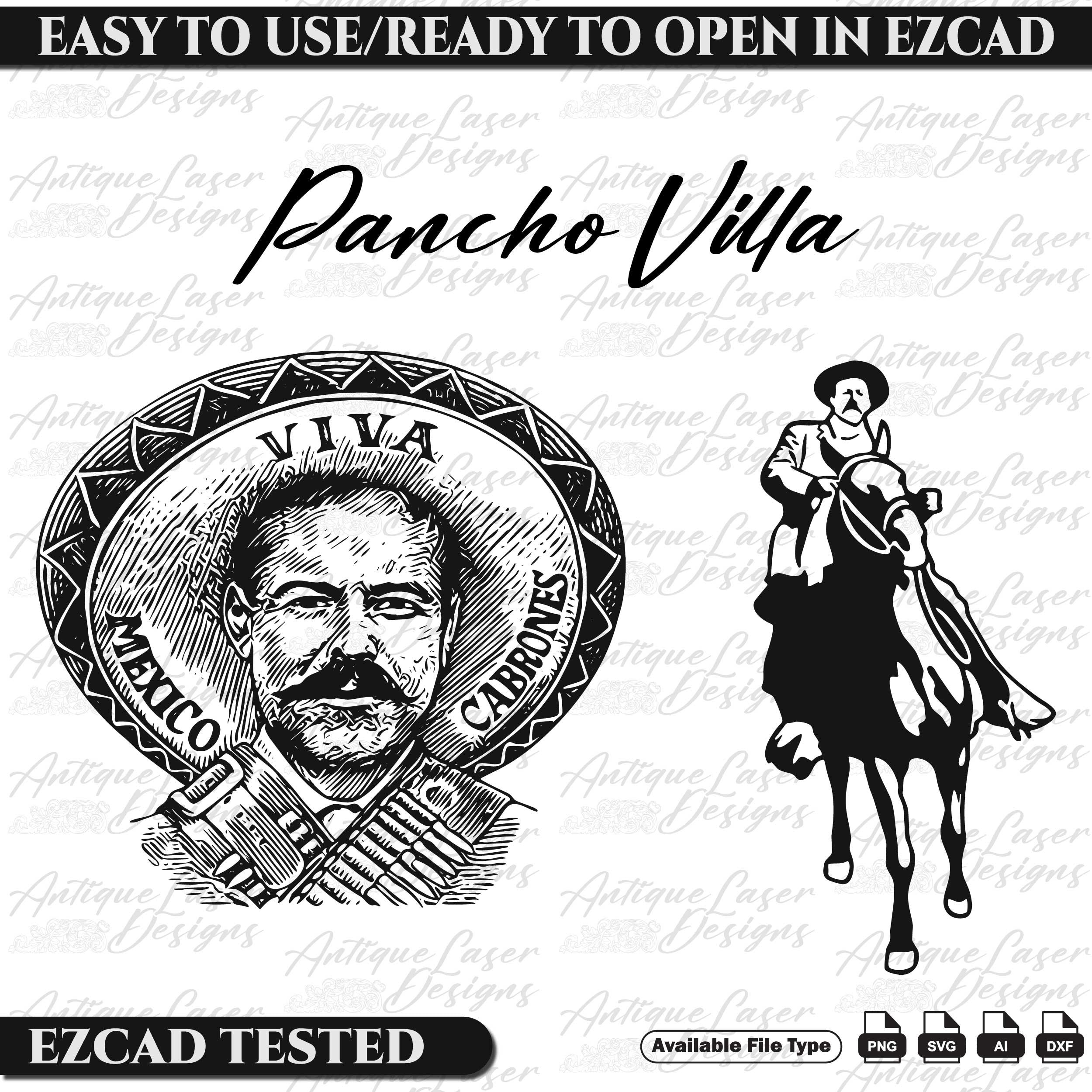 Pancho Villa Svg Vector Art Svg,lasercreation,laserart,laserworkz ...