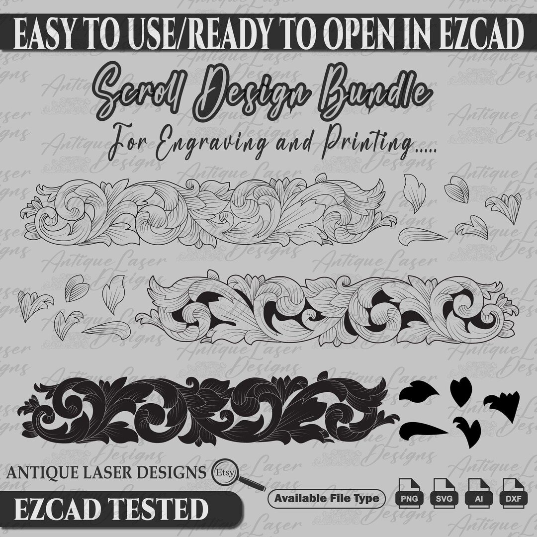 Scroll Design Bundle SVG for Laser Engraving and Printing, Laser Work ...