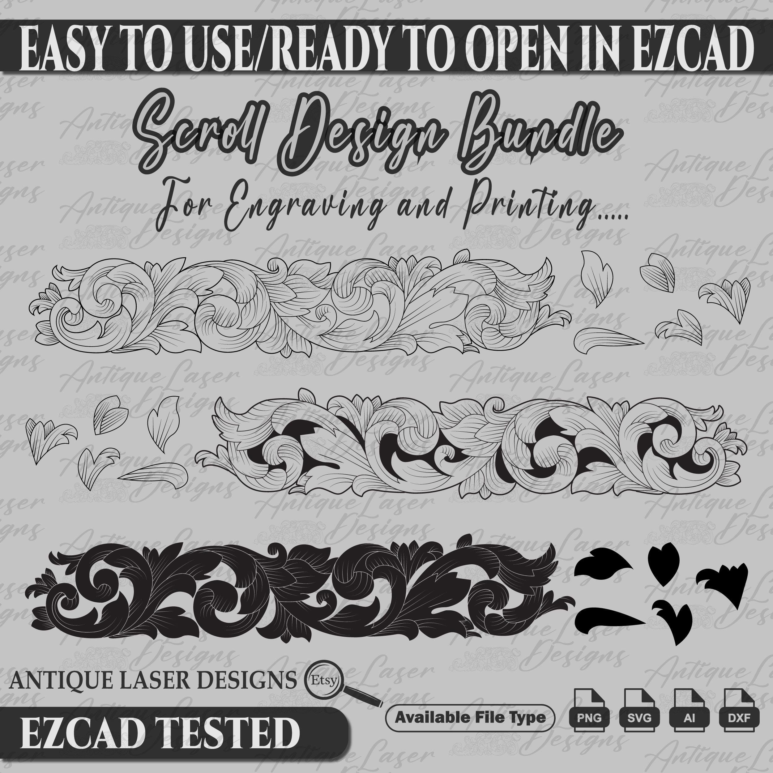 Scroll Design Bundle SVG for Laser Engraving and Printing, Laser Work ...