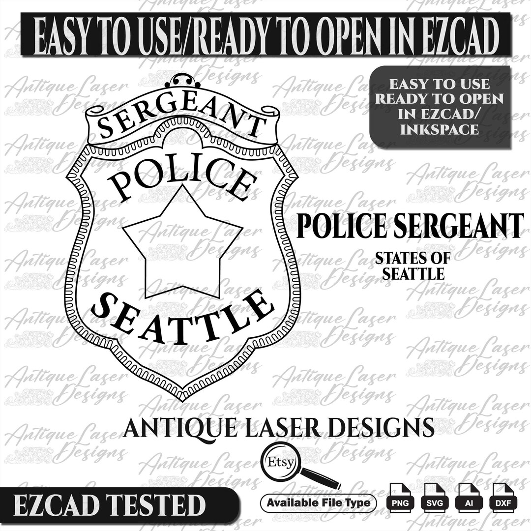 Sergeant Police States of Seattle Badge, Logo, Seal, Badge, Custom, Ai ...