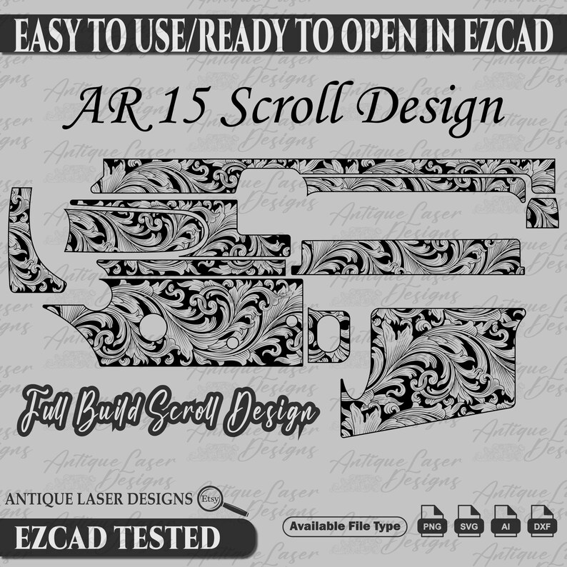 AR 15 Laser Engraving Scroll Design SVG, AR 15 Svg, Ar 15 Vector Design ...