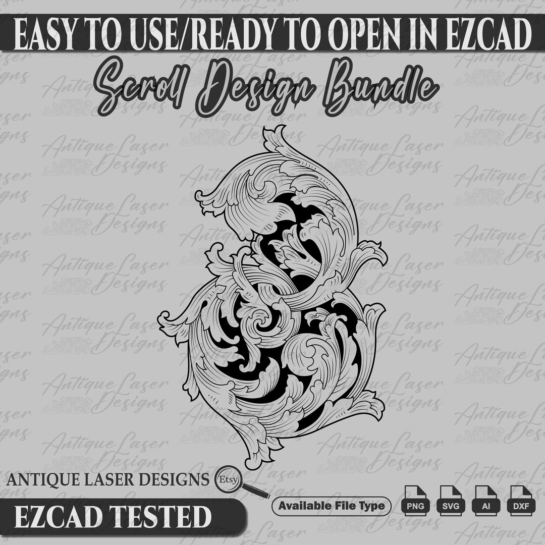 Scroll Design Bundle SVG for Laser Engraving and Printing, Laser Work ...