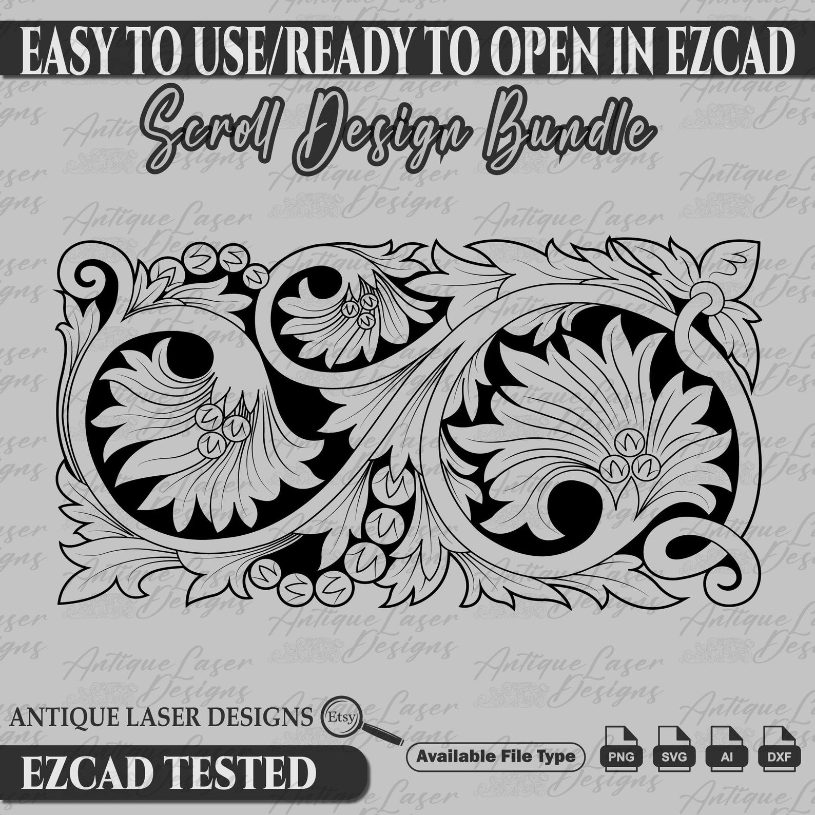 Scroll Design Bundle SVG for Laser Engraving and Printing, Laser Work ...