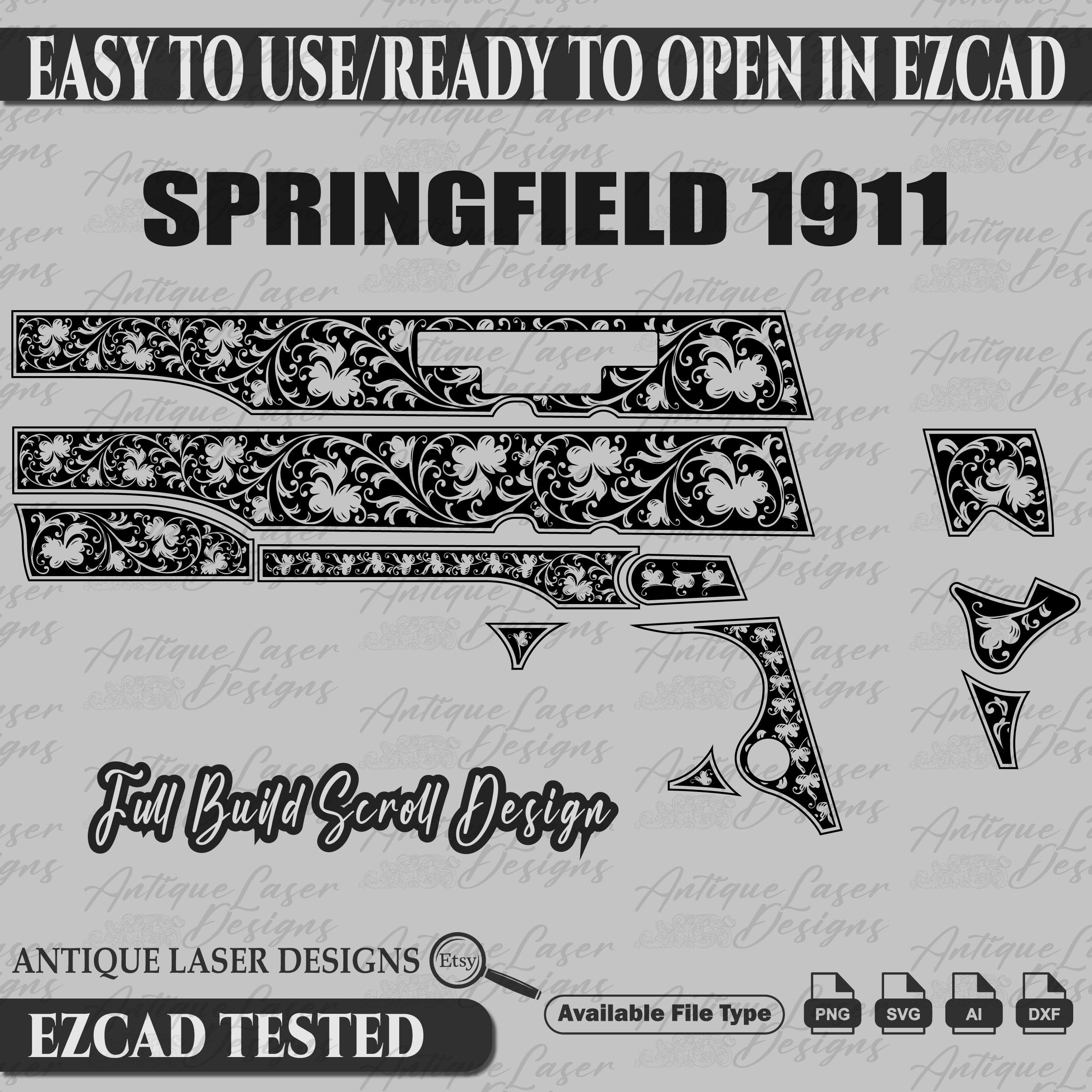 Springfield 1911 Scroll Design SVG, Springfield 1911 Laser Files ...