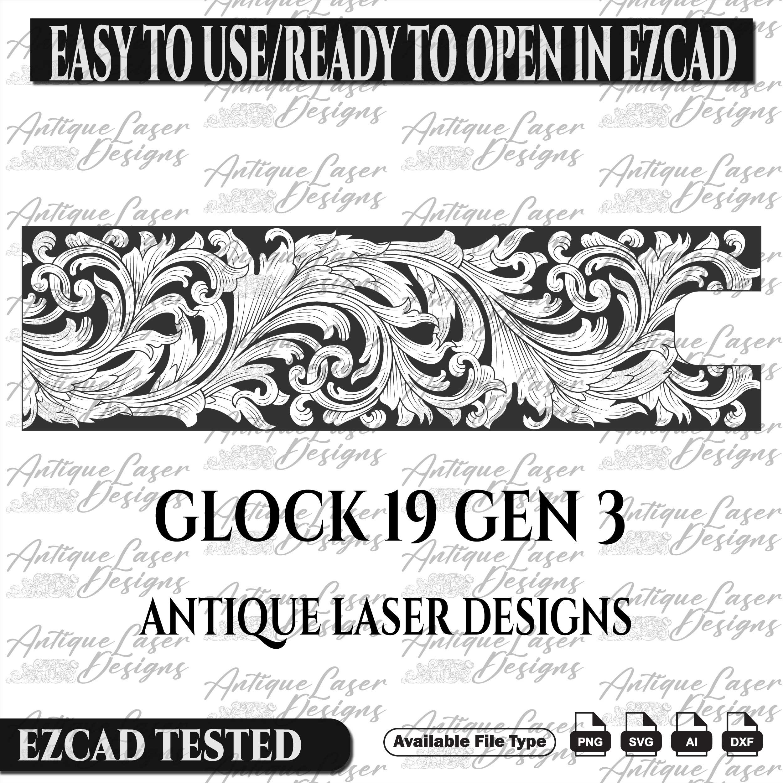 Glock 19 Gen3 Scroll Design SVG Lasercut,laserengraving,cricutfile ...