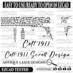 Colt 1911 US Army Scroll Design SVG, Custom, Vector, DXF, Png, Ai ...