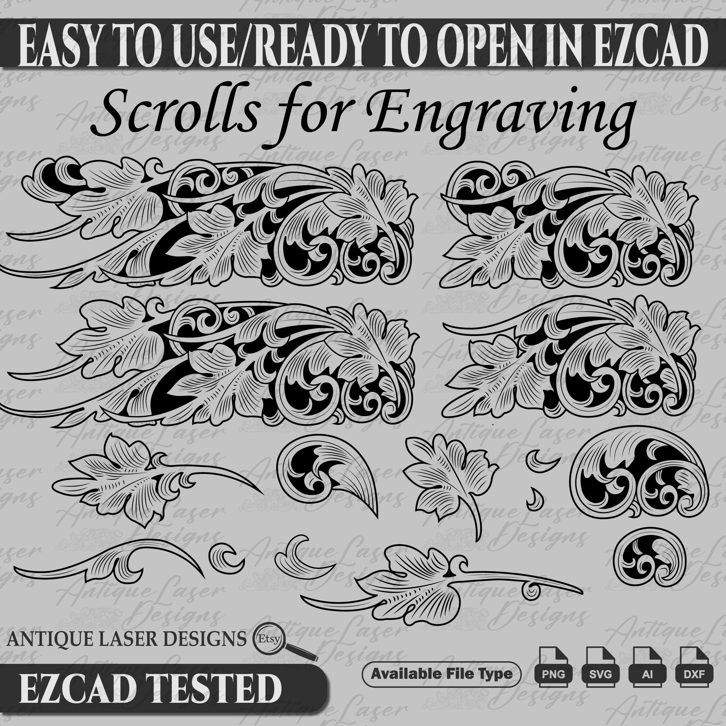 Scroll Design Bundle SVG for Laser Engraving and Printing, Floral ...