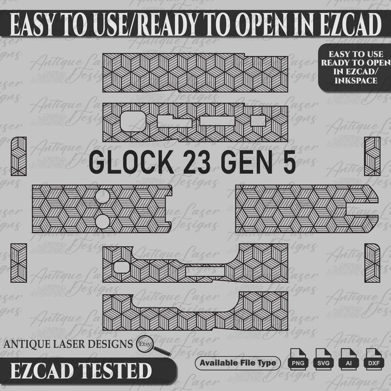 Glock 23 Gen 5 Pattern Design SVG, Glock 23 Gen5 SVG, Glock 23 Vector ...
